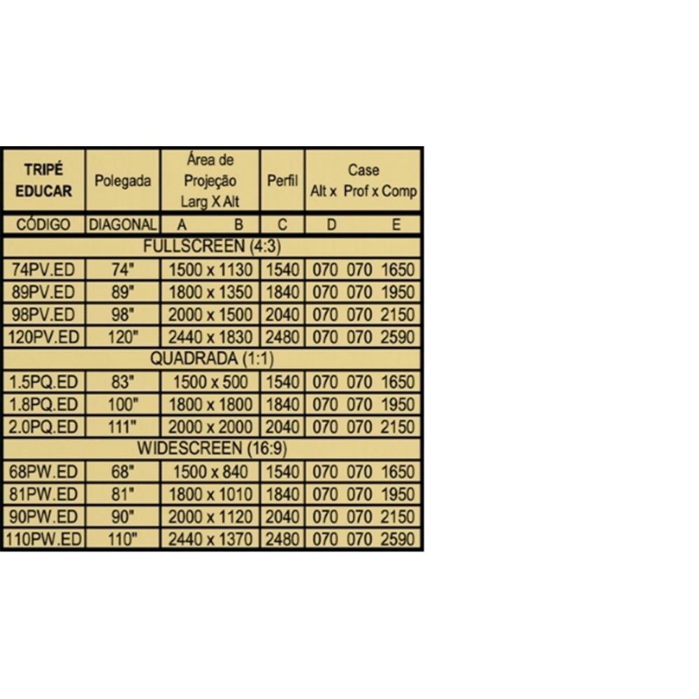 Tela de Projeção Tripé Frontal 120PV EDS-1 - Projetelas | Com Tripé ...