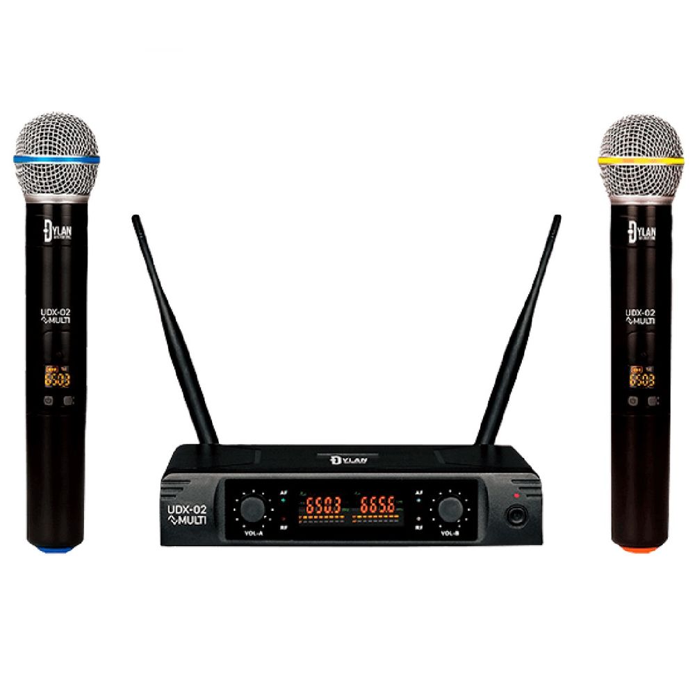 Microfone Sem Fio Duplo de Mão UHF UDX-02 - Dylan | Microfones Sem Fio ...
