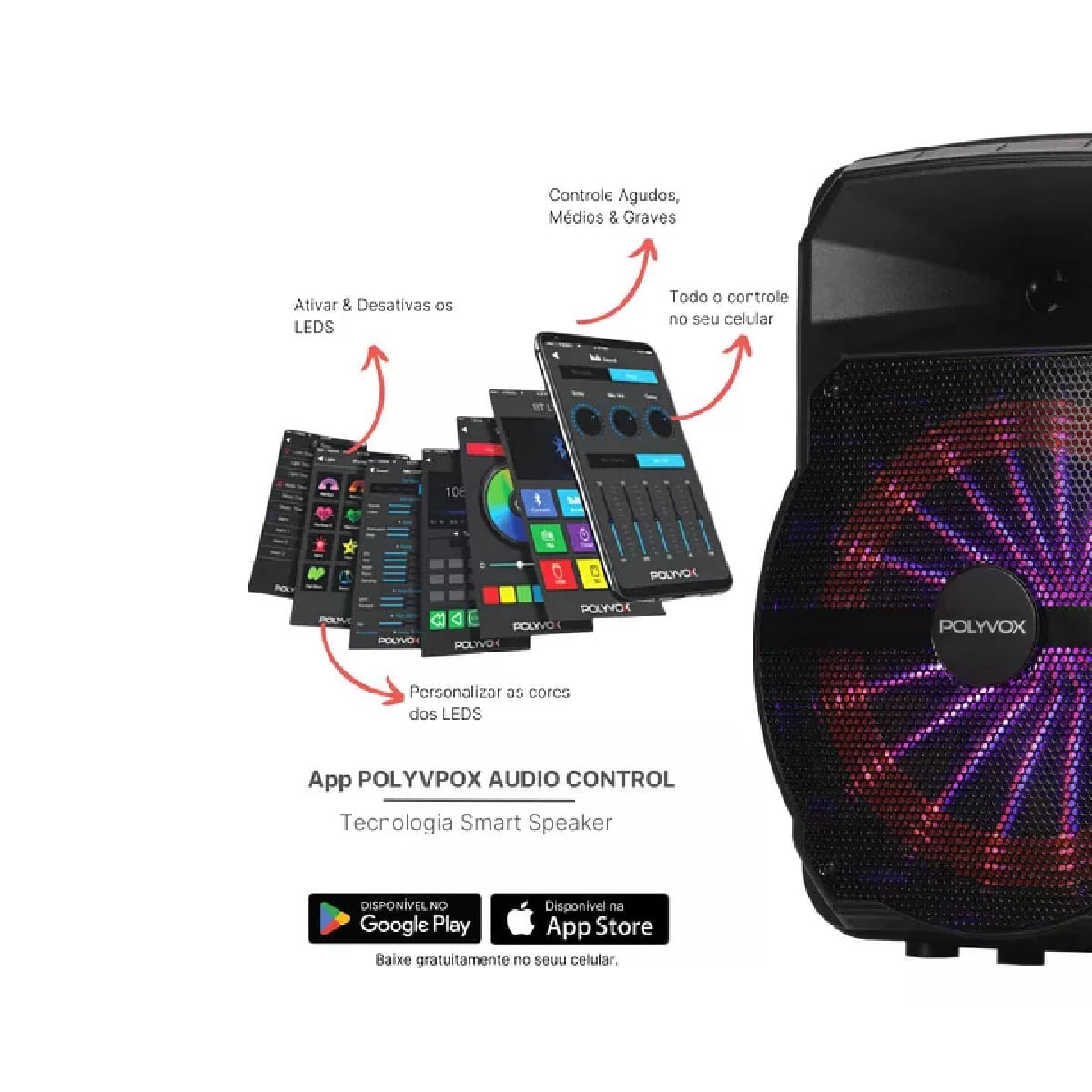 Caixa Amplificada 300W Com Bluetooth XC-710T - Polyvox | Caixas Amplificada 10 Polegadas | Ninja ...